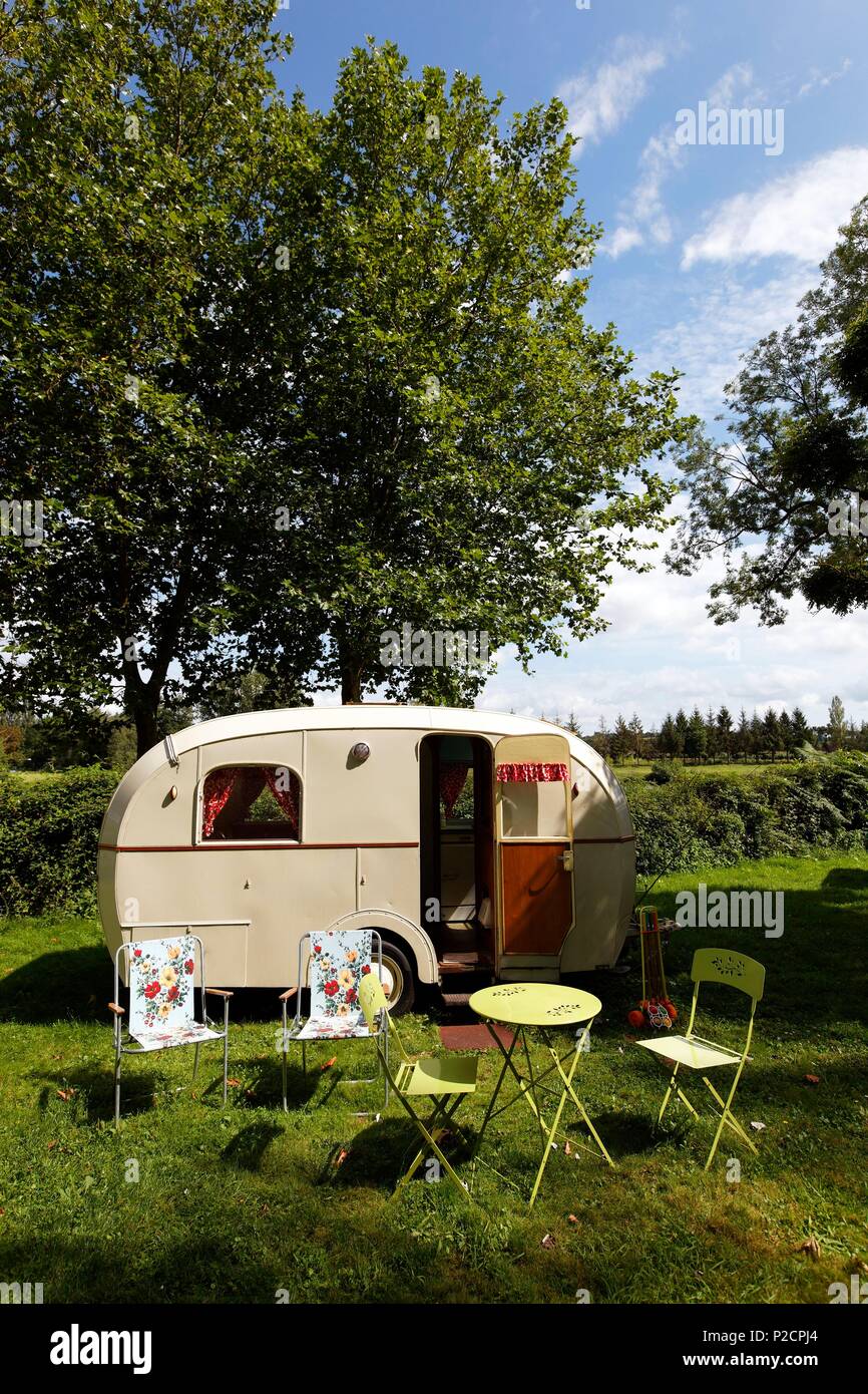 France, Morbihan, Le Roc Saint Andre, campsite Domaine du Roc, with its ...