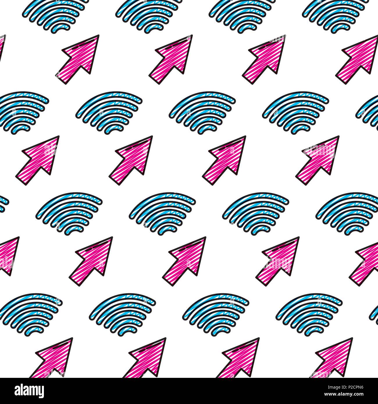 doodle digital wifi connection and arrow background Stock Vector Image ...