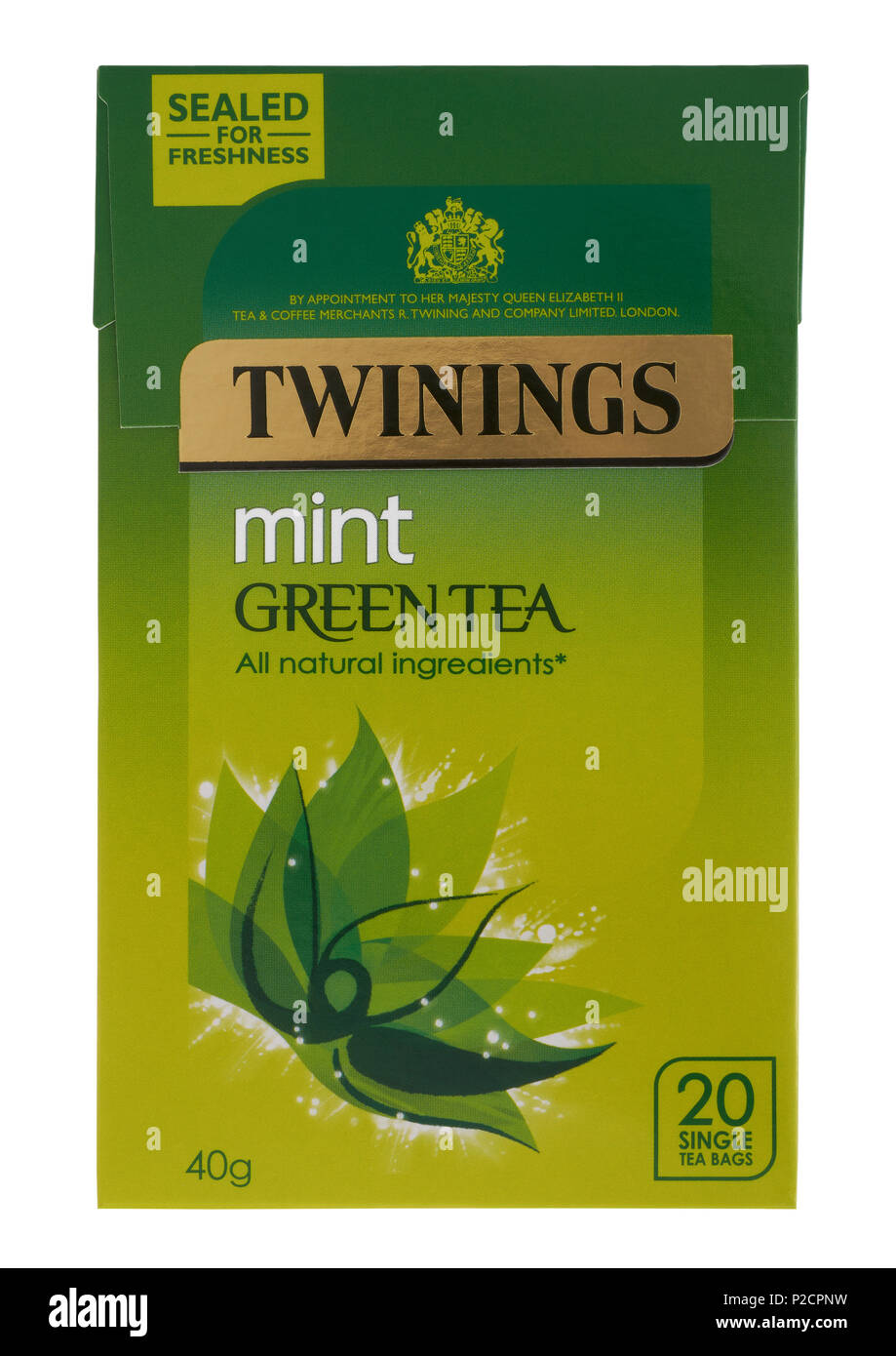 Box of Twinings mint green tea on white background Stock Photo - Alamy