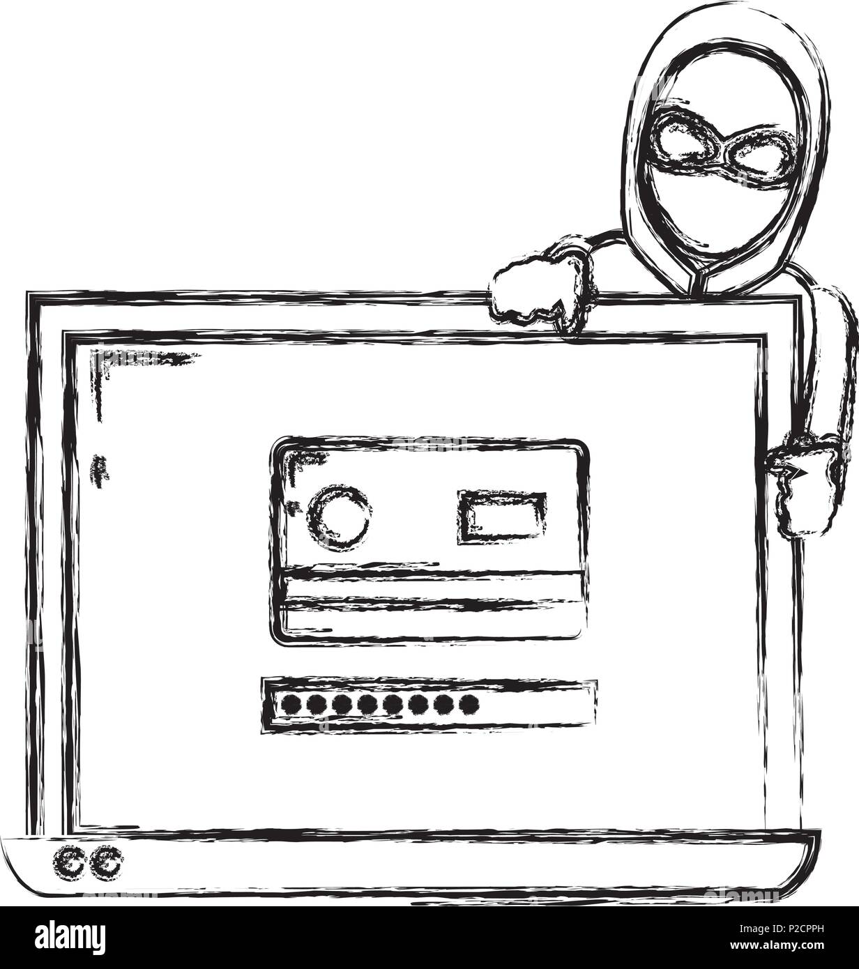 grunge laptop with credit card and hacker data Stock Vector Image & Art ...