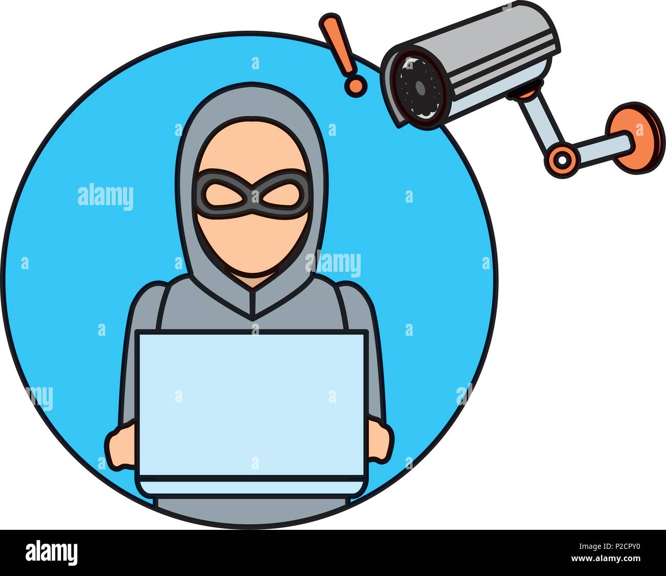 color hacker with laptop data and video camera Stock Vector Image & Art ...