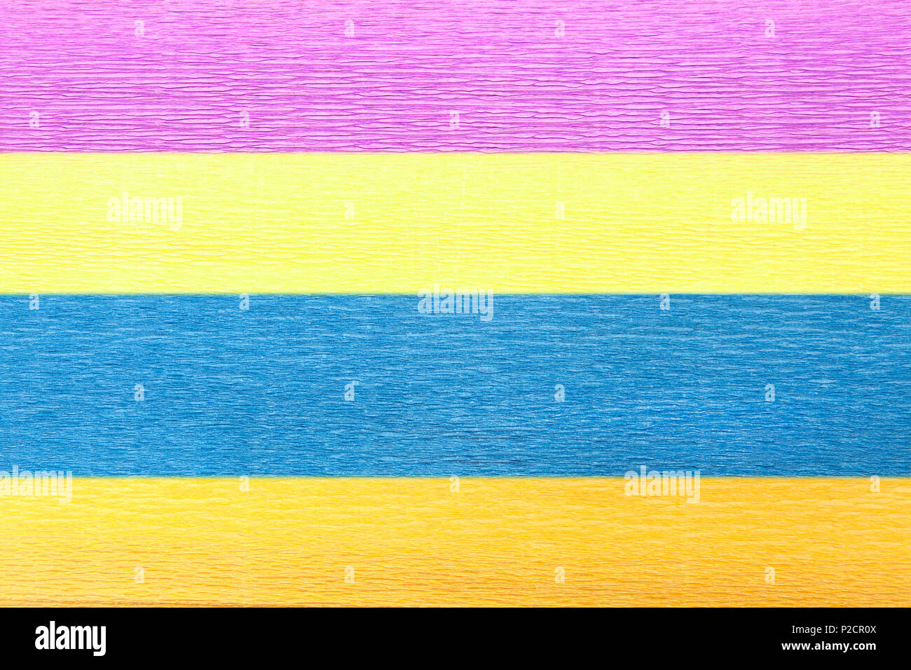 Four different colour strips of wrinkled corrugated paper for textured ...