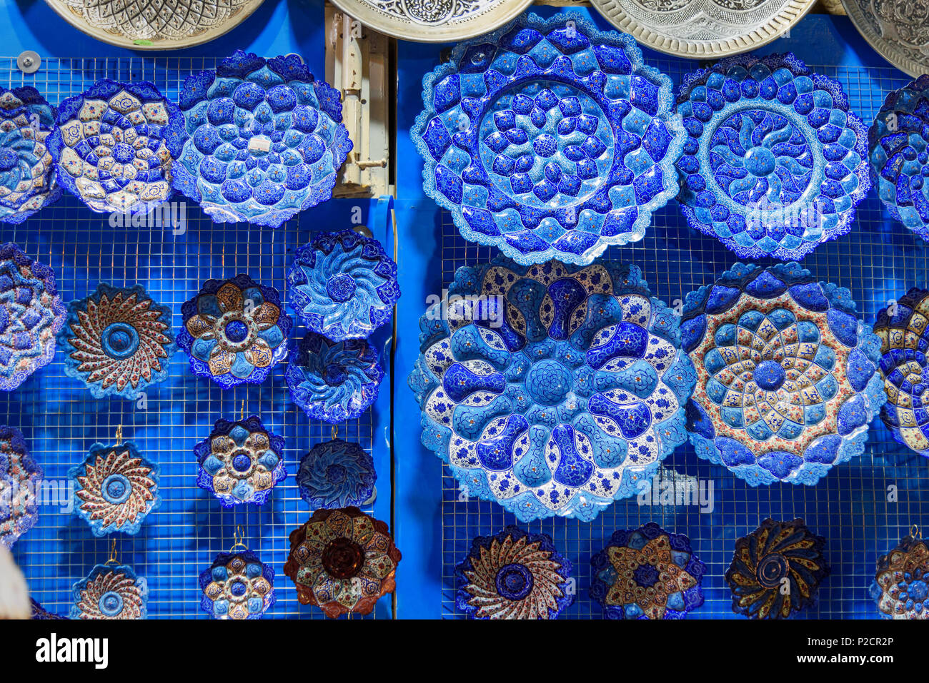 Traditional Iranian plates and dishes with traditional persian ornament ...
