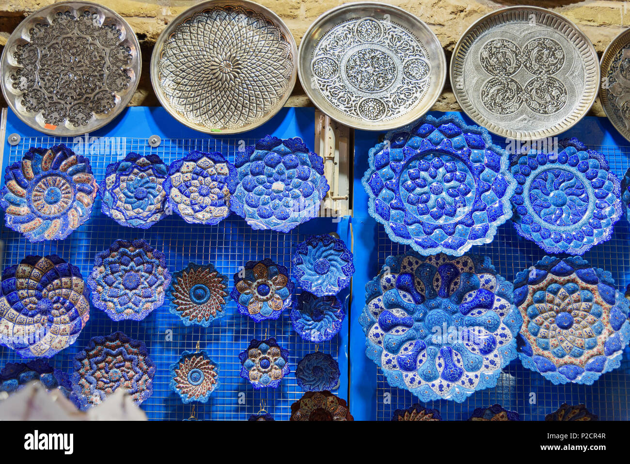 Traditional Iranian plates and dishes with traditional persian ornament ...