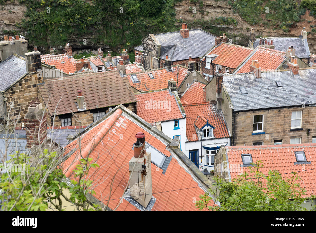 Rooftops in the village of Staithes, North Yorkshire England UK Stock ...