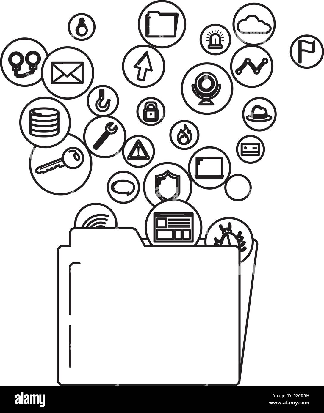 line folder file data with computer icons Stock Vector Image & Art - Alamy