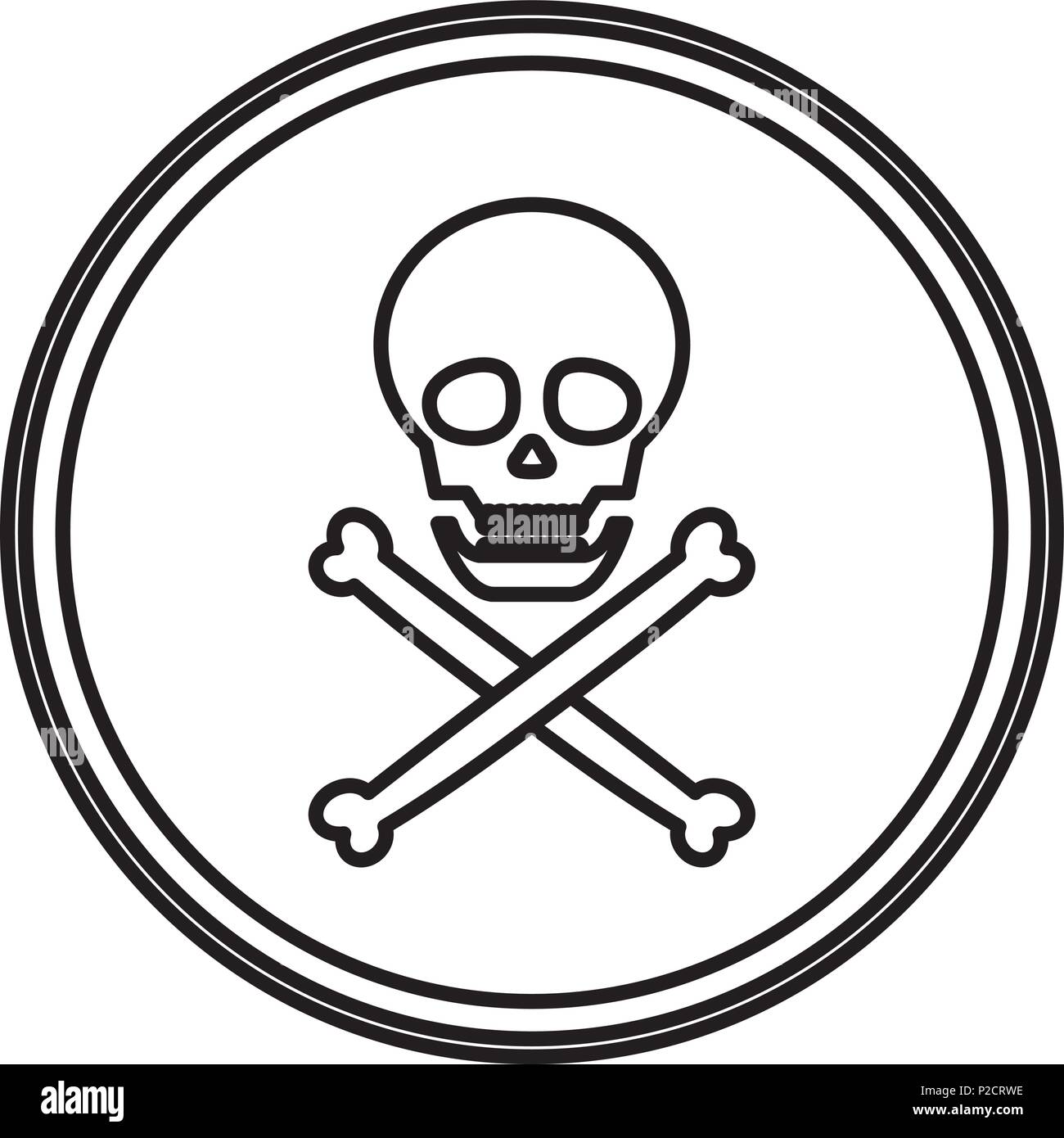 line danger skull warning symbol emblem Stock Vector Image & Art - Alamy