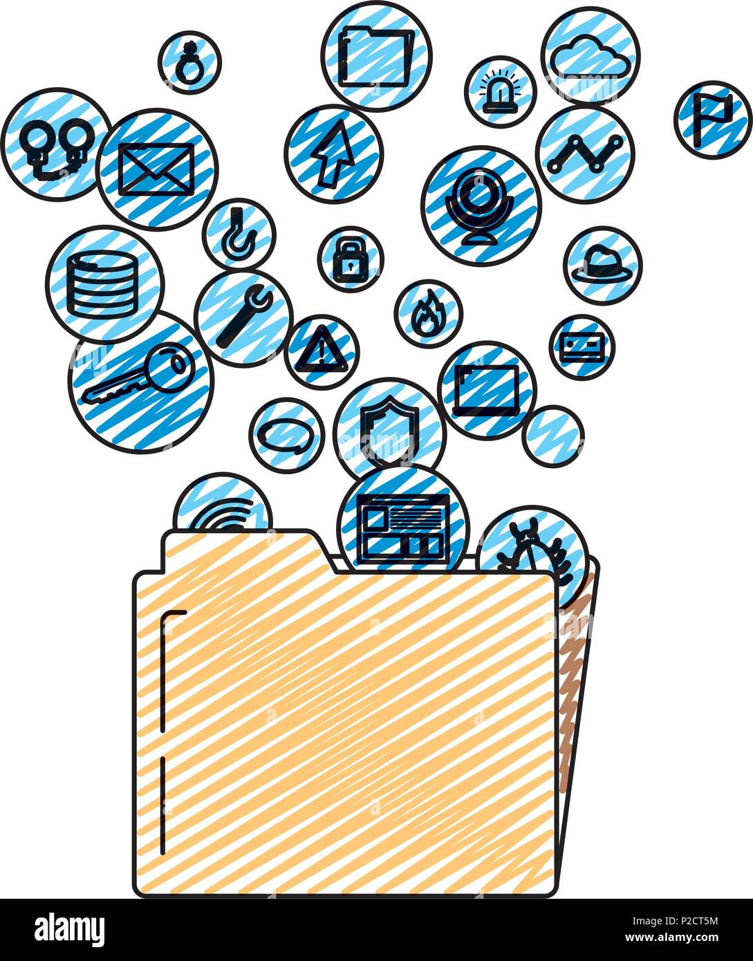doodle folder file data with computer icons Stock Vector Image & Art ...