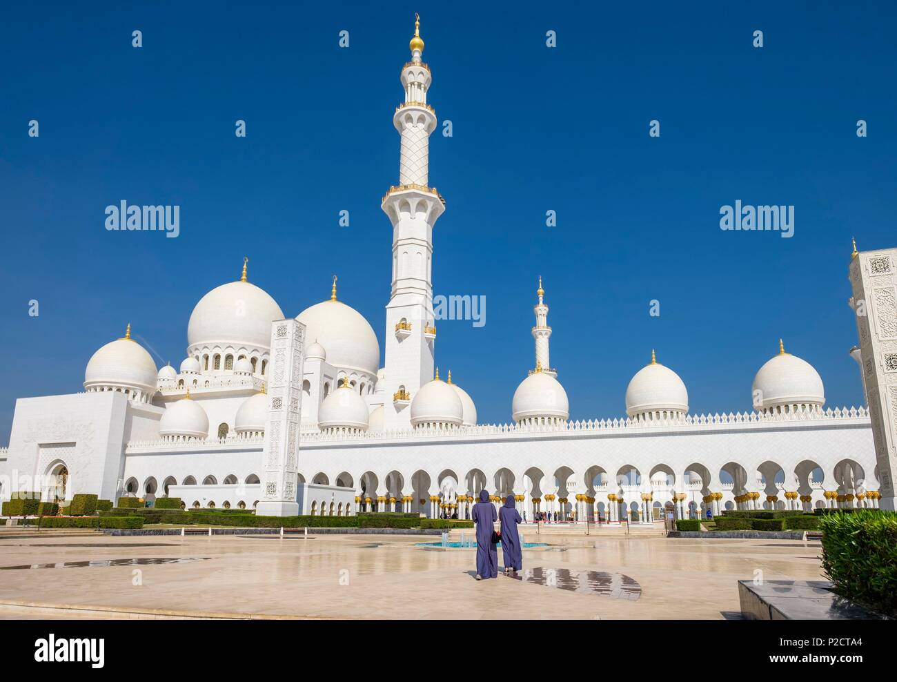 United Arab Emirates, Abu Dhabi, Sheikh Zayed Great Mosque, from the ...