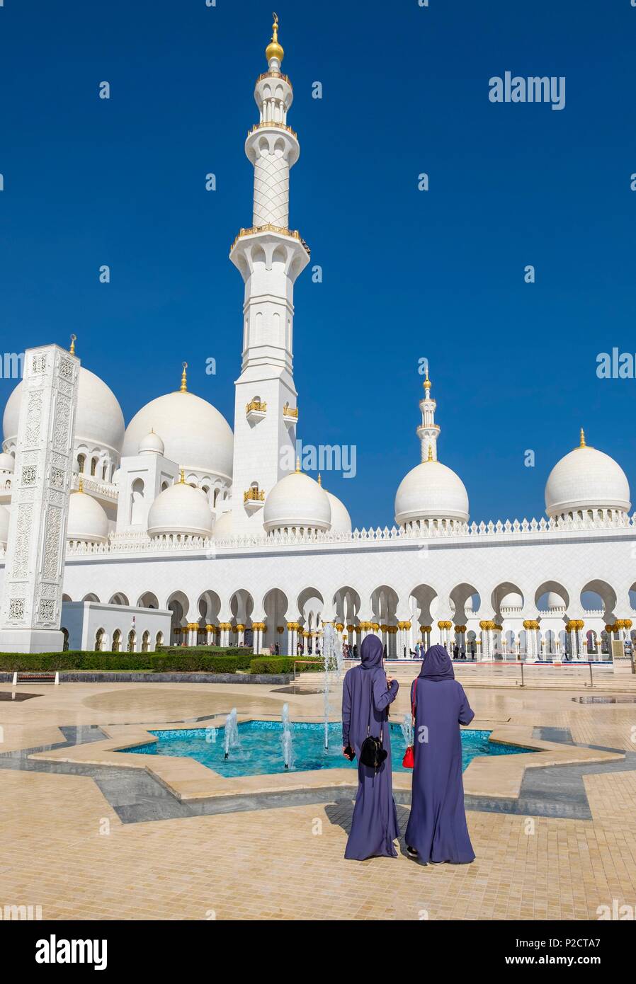 United Arab Emirates, Abu Dhabi, Sheikh Zayed Great Mosque, from the ...