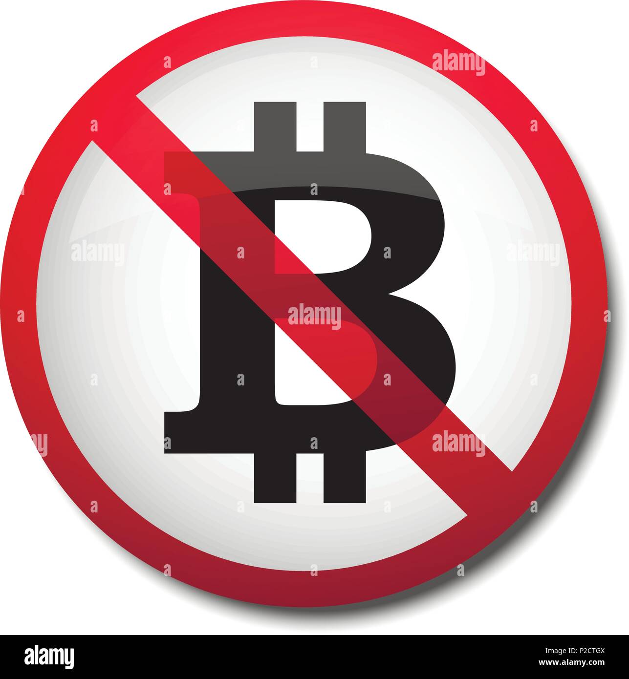 illustration of a sign prohibiting a symbol of the bitcoin isolated ...
