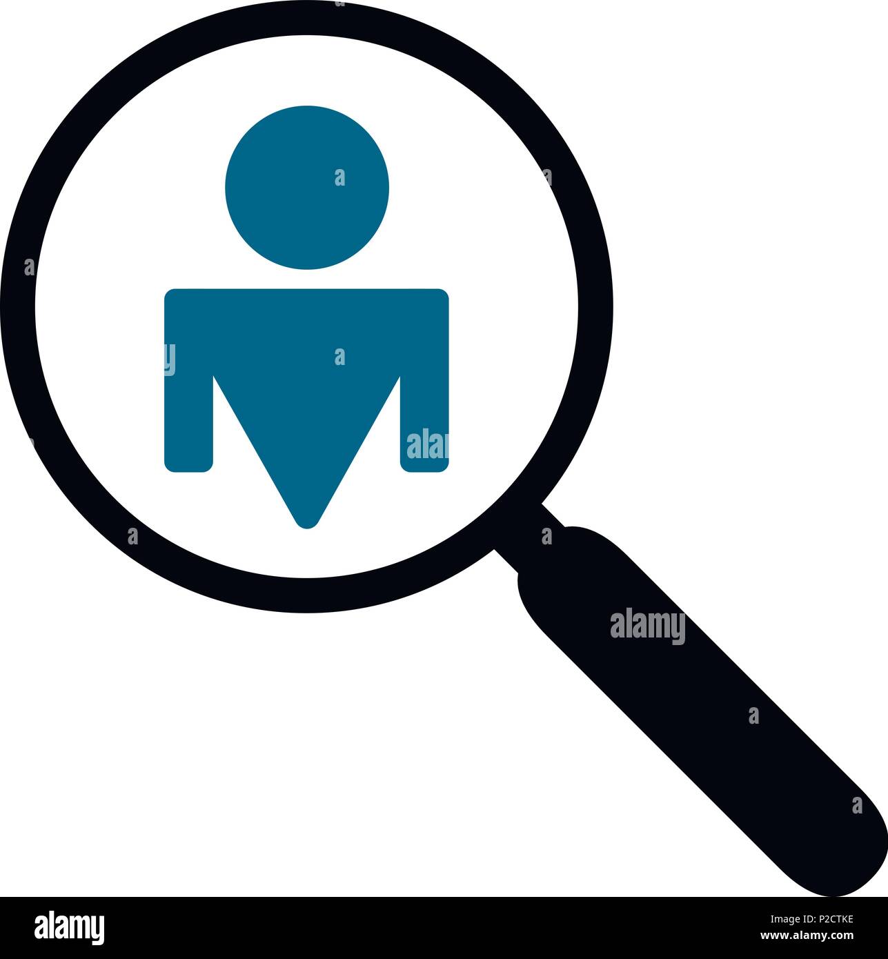 illustration of a magnifier and a silhouette of men isolated Stock ...