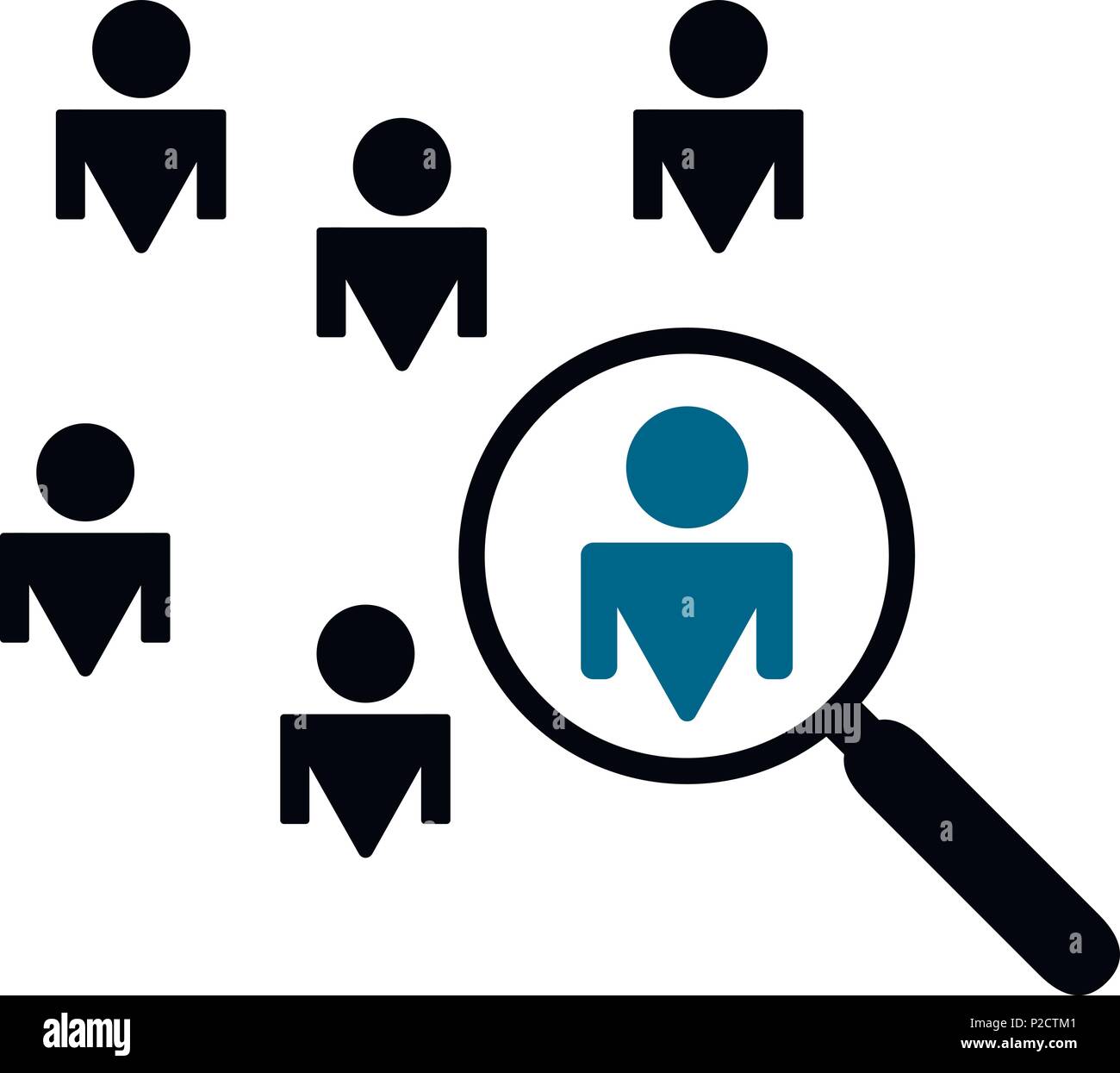 illustration of a magnifier and a silhouette of men isolated Stock ...