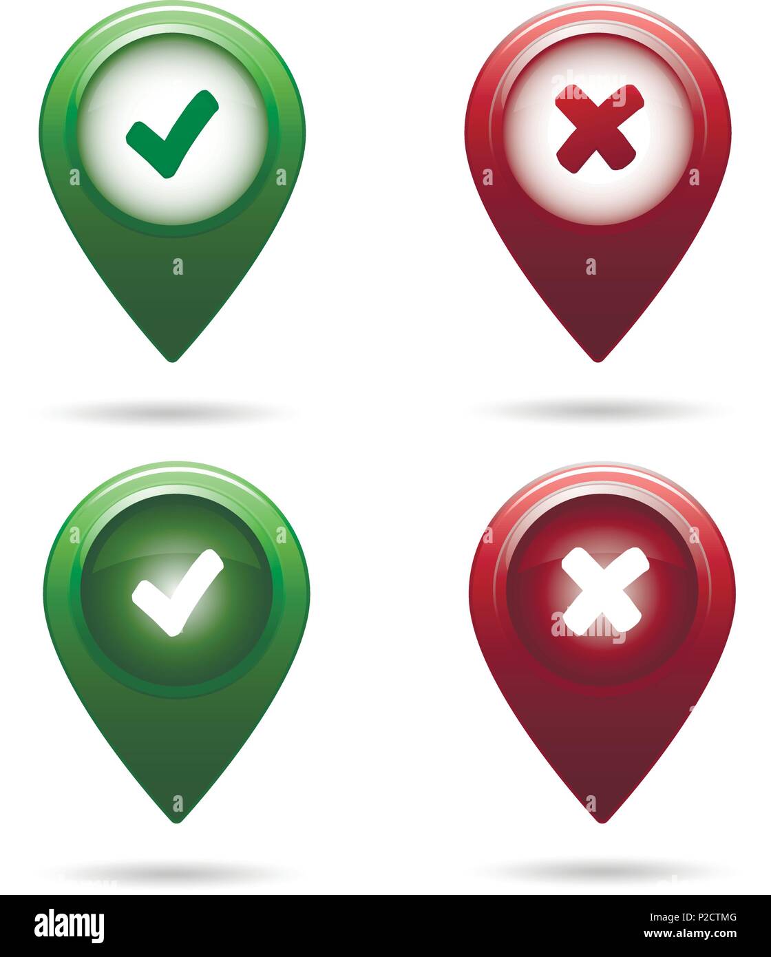 colored map marker set tick and cross isolated Stock Vector Image & Art ...