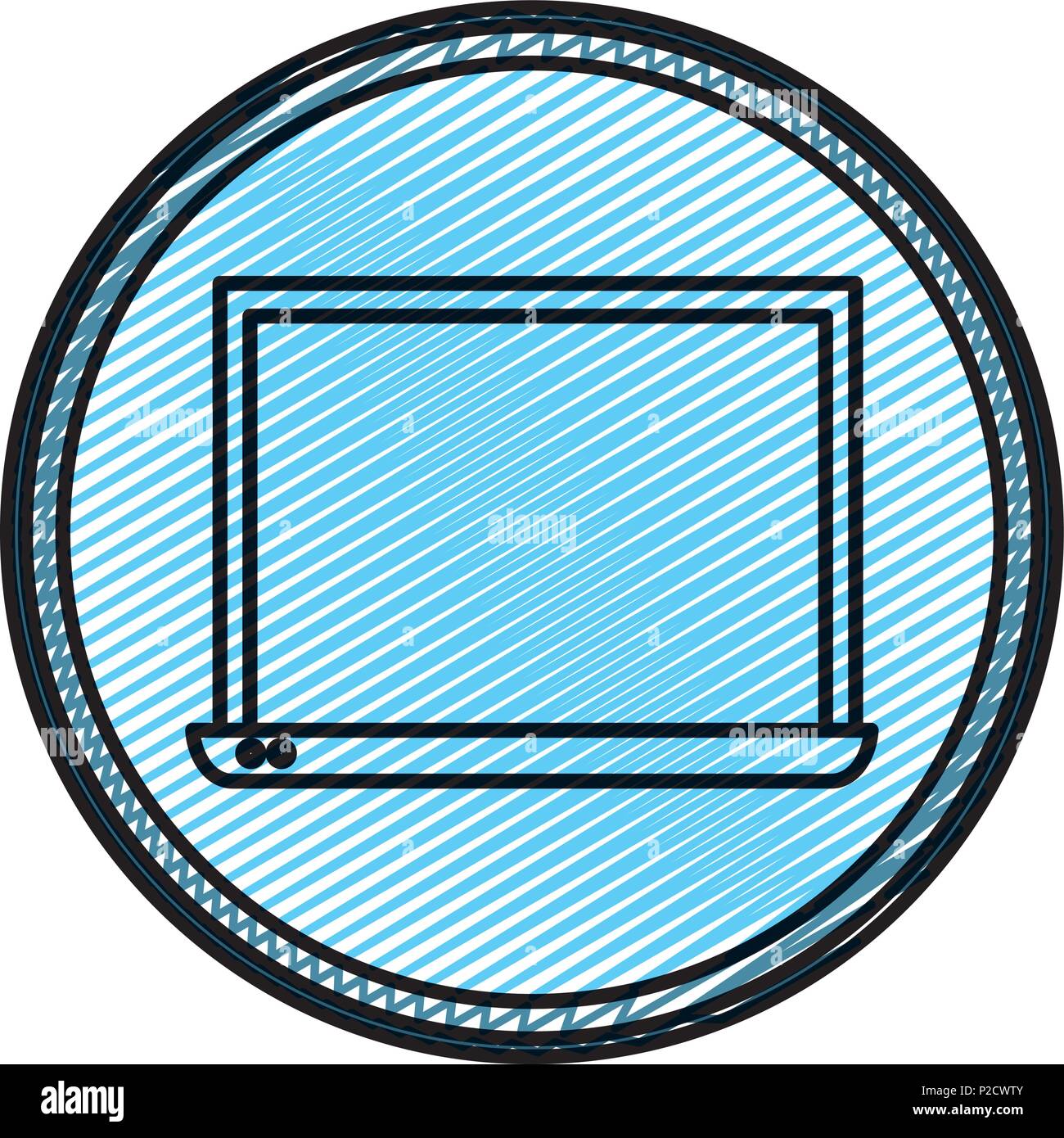 doodle electronic screen laptop technology emblem Stock Vector Image ...