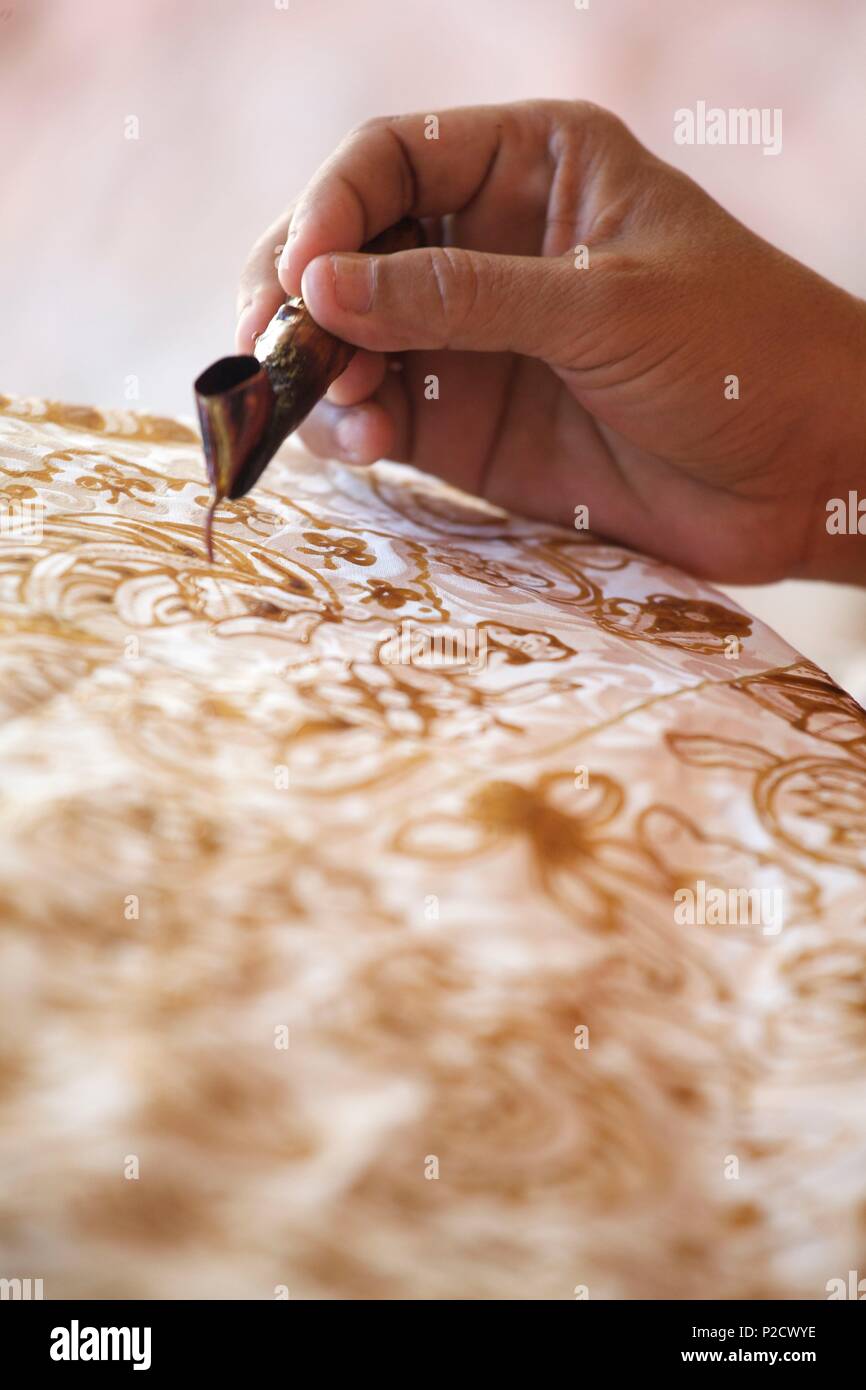 Indonesia, Java, Central Java, handicraft on traditional fabrics Stock ...
