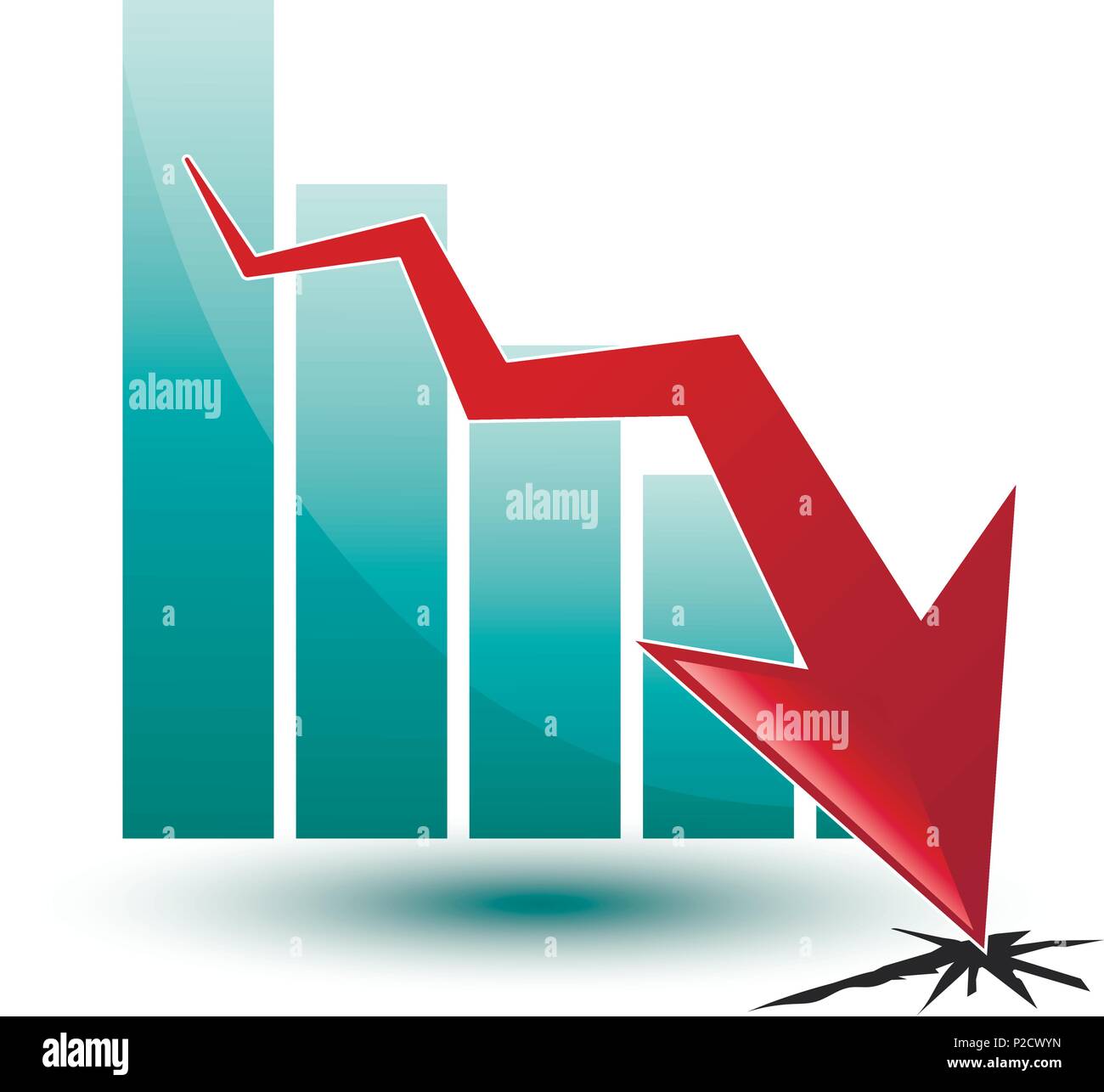 large chart and arrow on a white background in regress Stock Vector ...