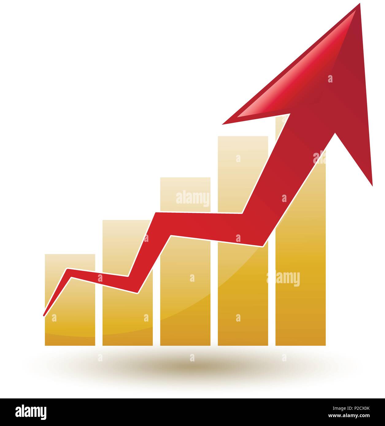 large chart and arrow on a white background in progress Stock Vector ...