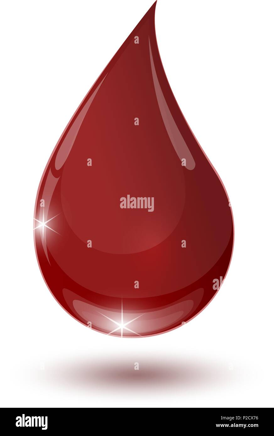 large glossy red drop of blood on a white background Stock Vector Image ...