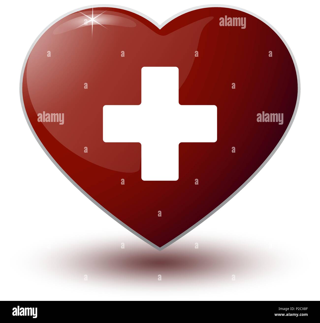 medical heart symbol with a cross on a white background Stock Vector ...