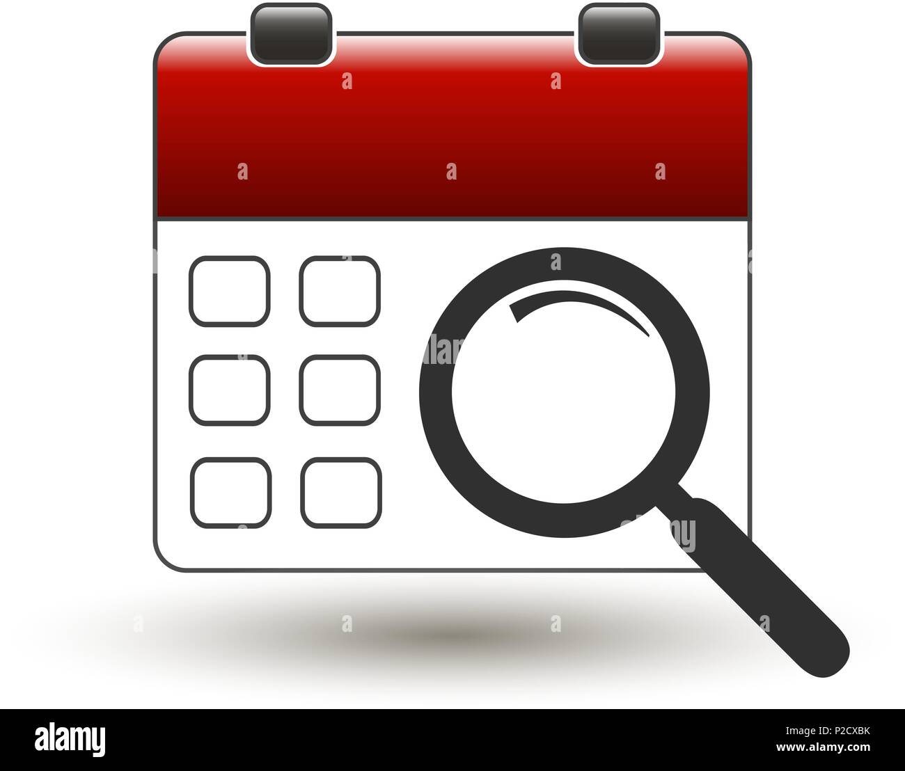 Magnifying glass on calendar Cut Out Stock Images & Pictures - Alamy