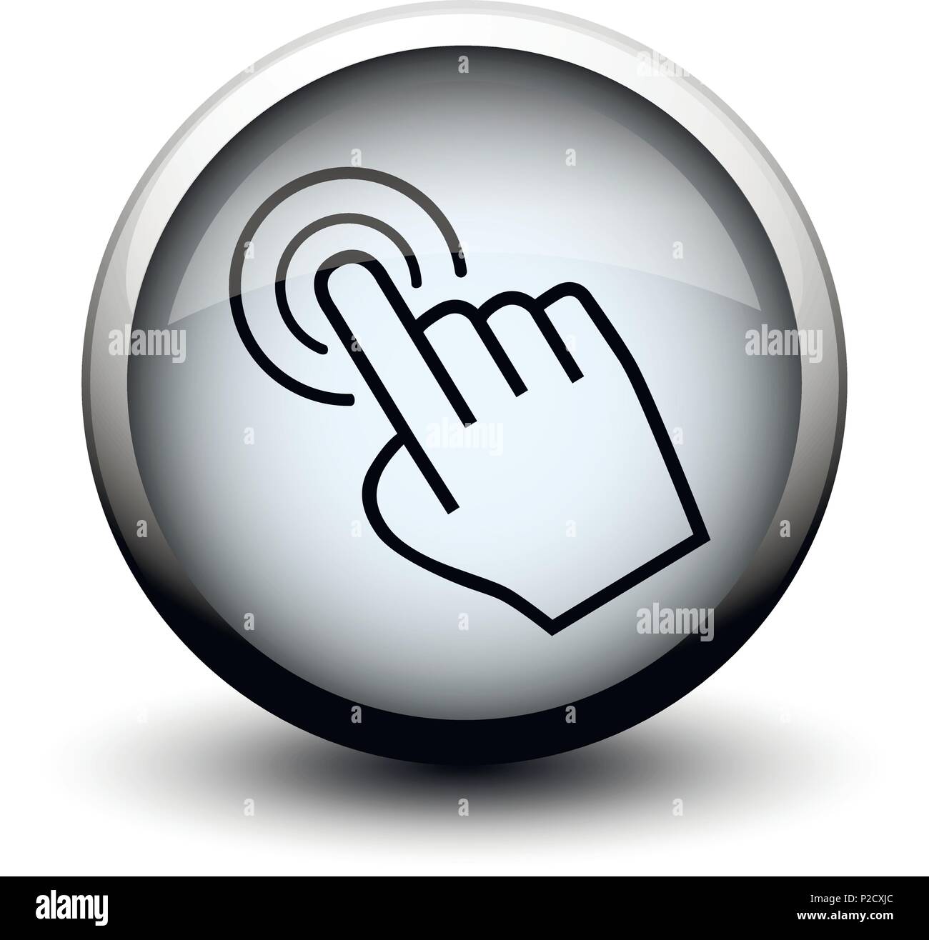 large cursor hand icon on button on white background Stock Vector Image ...