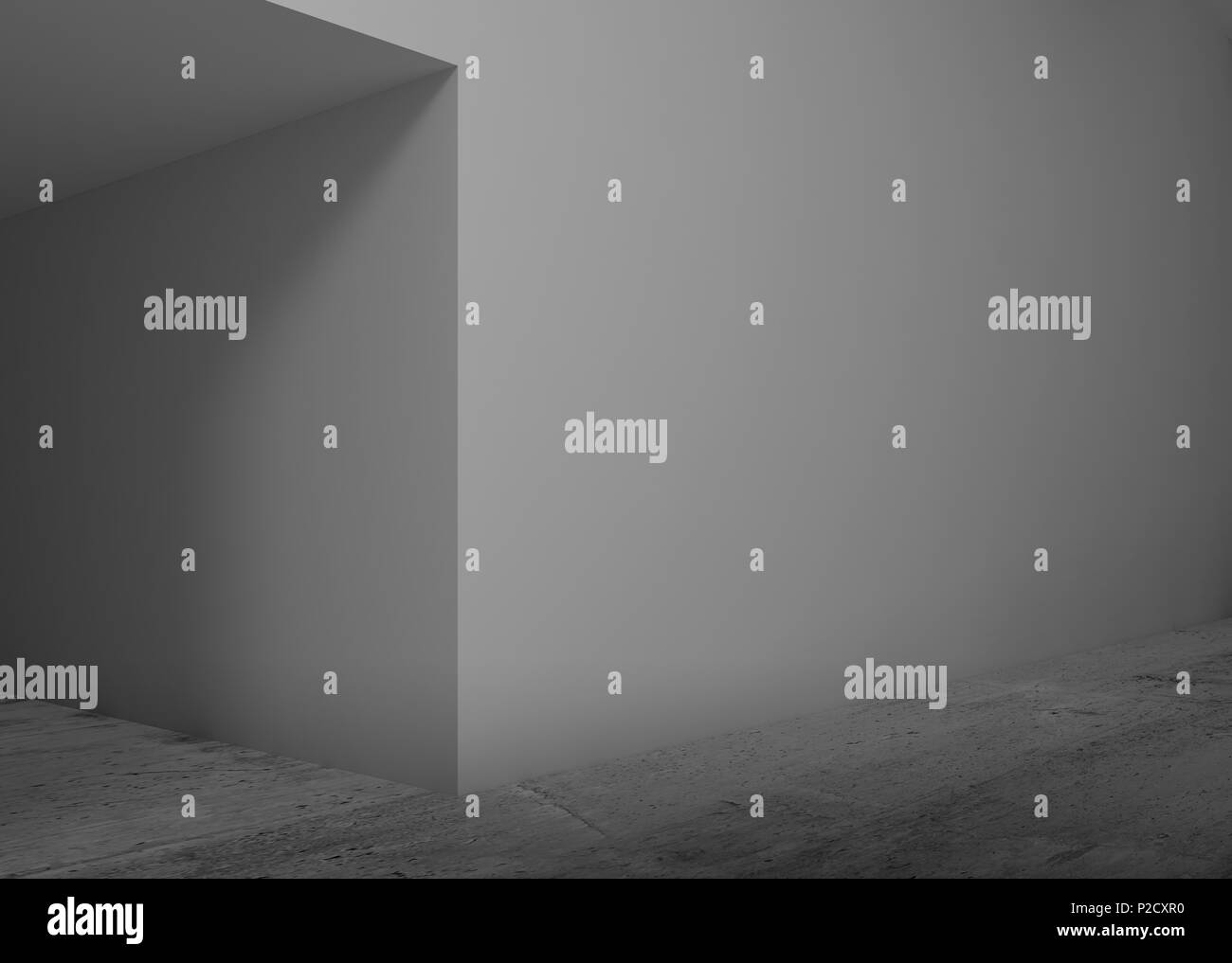 Abstract empty interior background, corridor with dark doorway corner ...