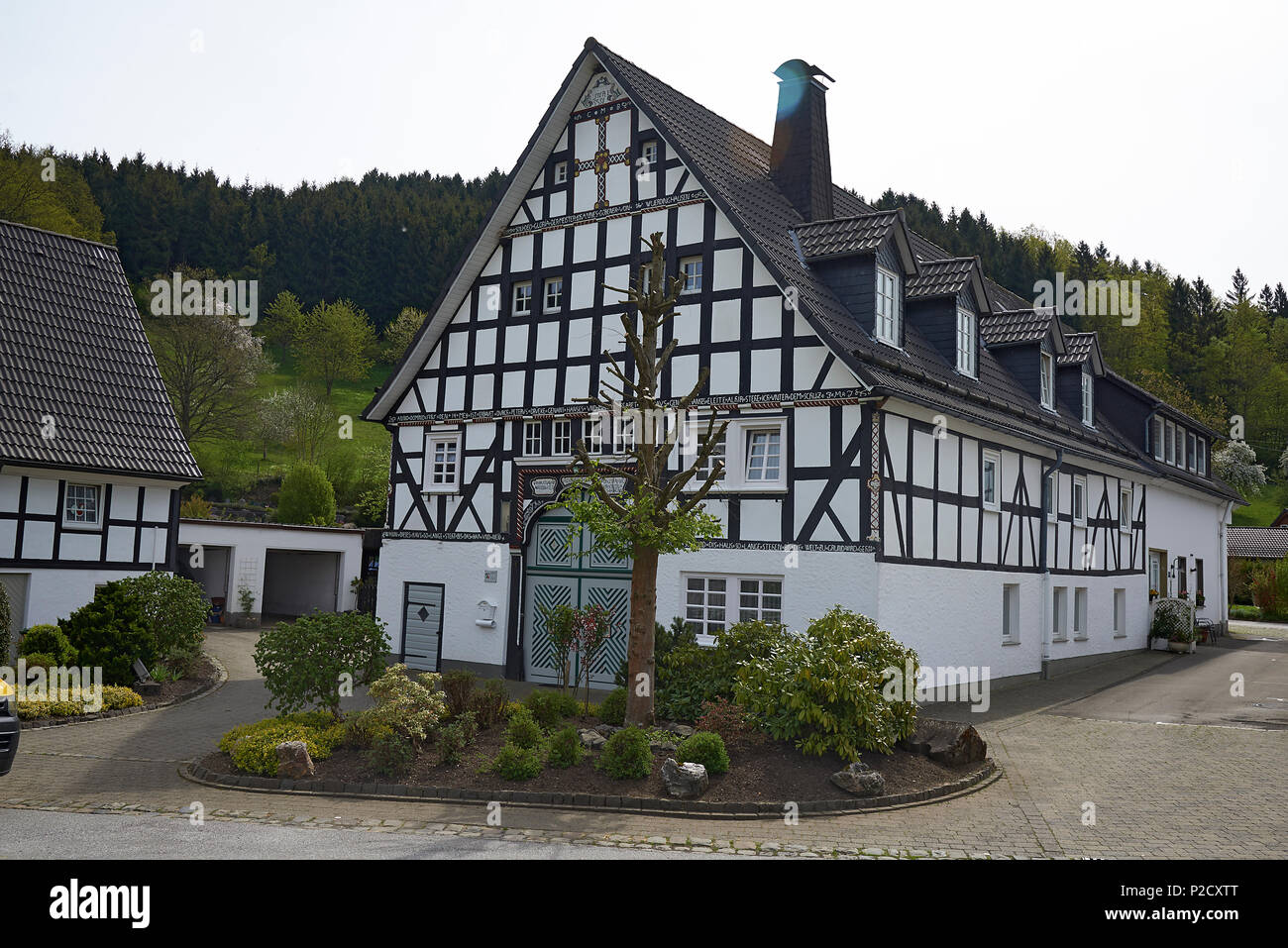 Typical German Fachwerk Houses made of a combination of stone and ...