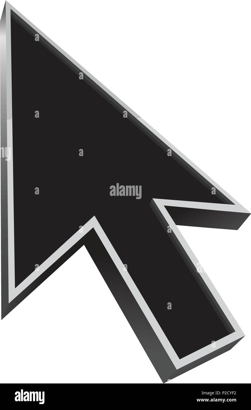 black cursor 3d icon with shadow on white background Stock Vector Image ...