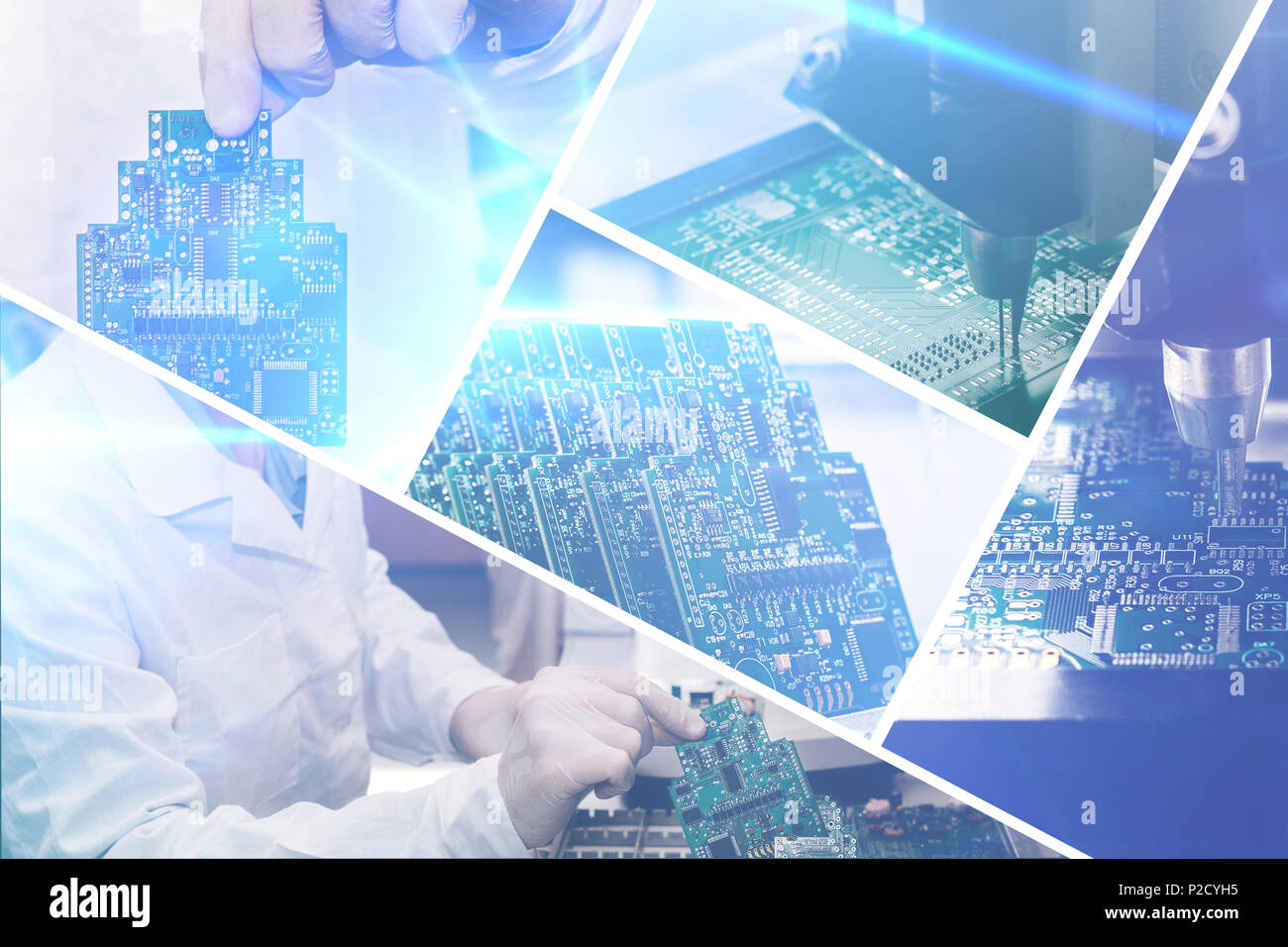 Collage of computer boards with visual effects in a futuristic style ...