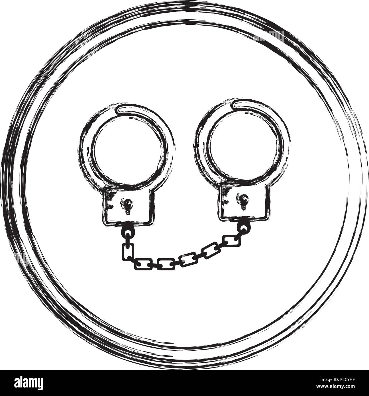 grunge metal handcuffs arrest justice emblem Stock Vector Image & Art ...