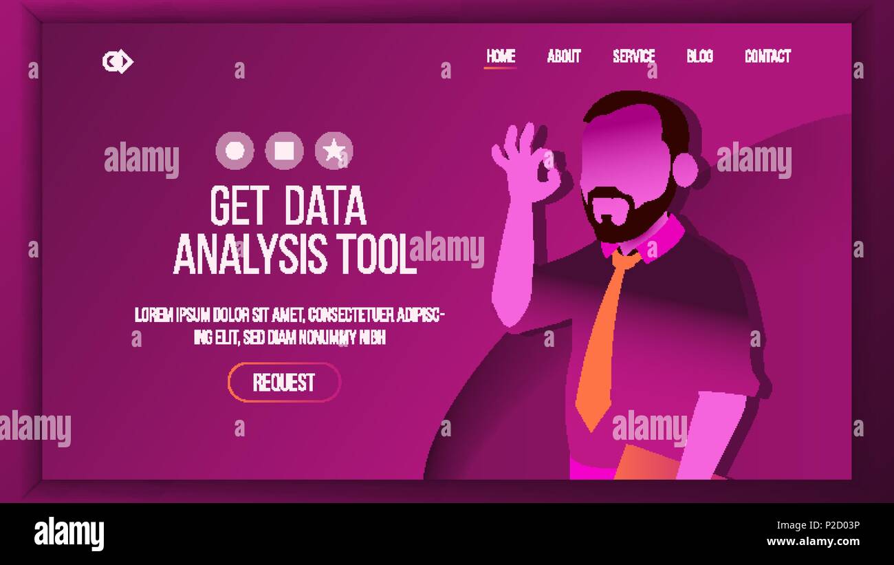 Data Landing Page Concept Vector. Man. Main Website Page Design ...