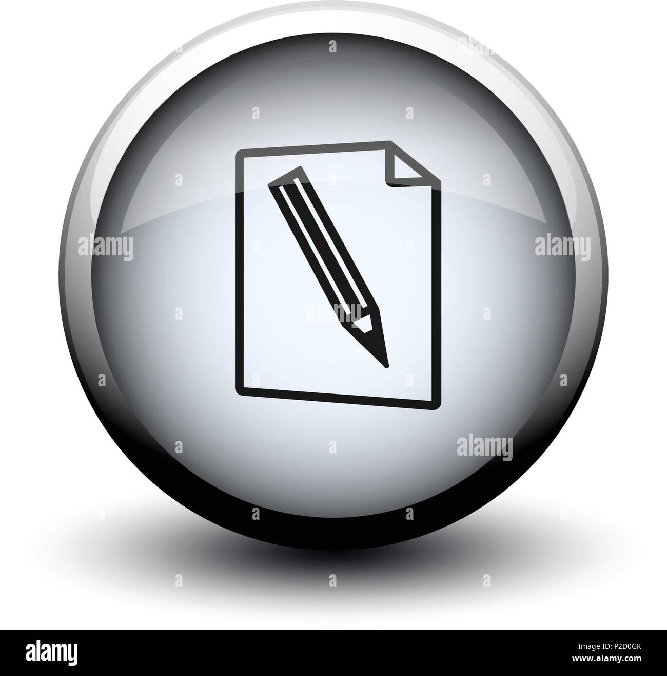 button sheet of paper and pancil 2d on white background Stock Vector ...