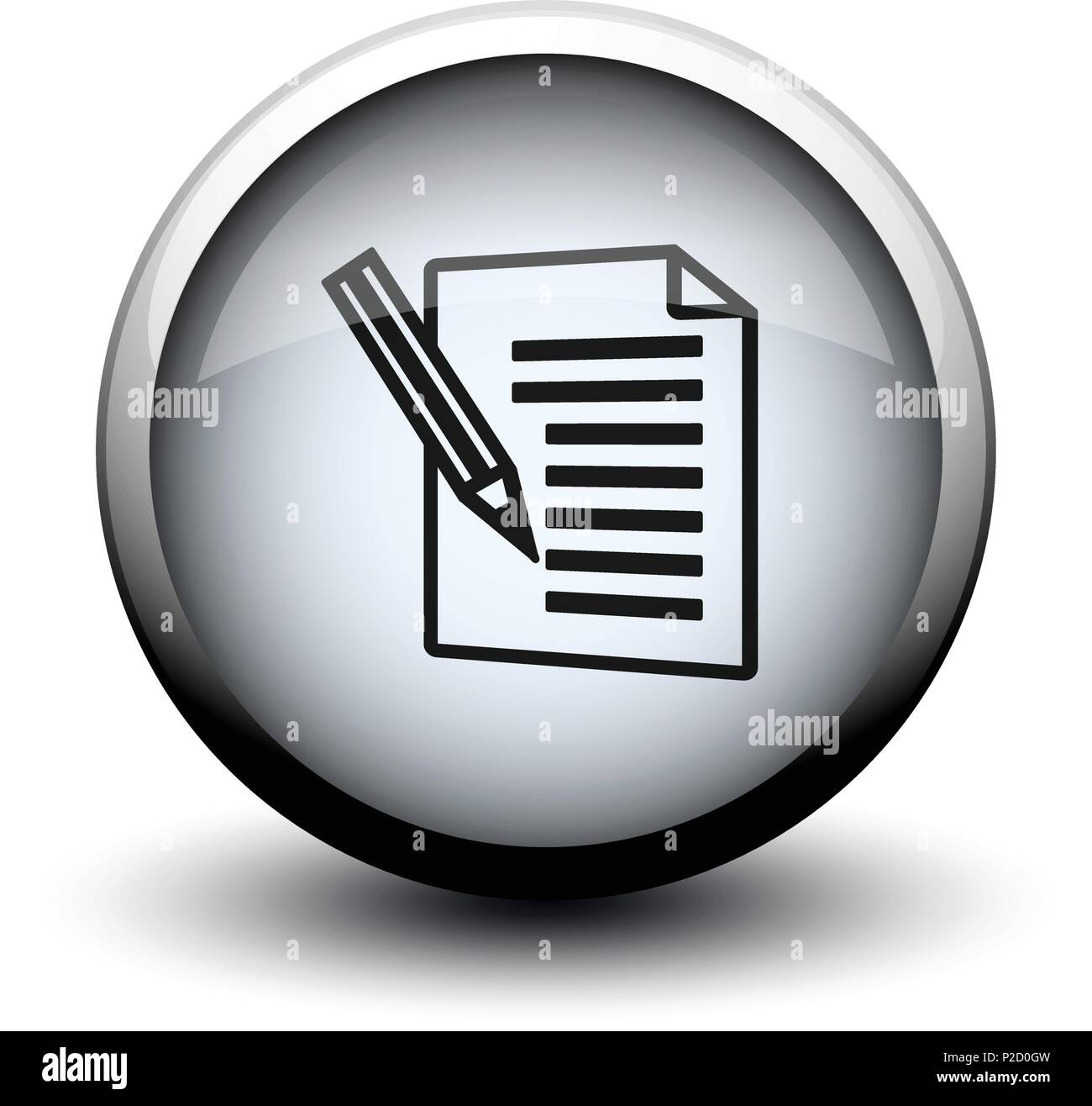 button sheet of paper and pancil 2d on white background Stock Vector ...