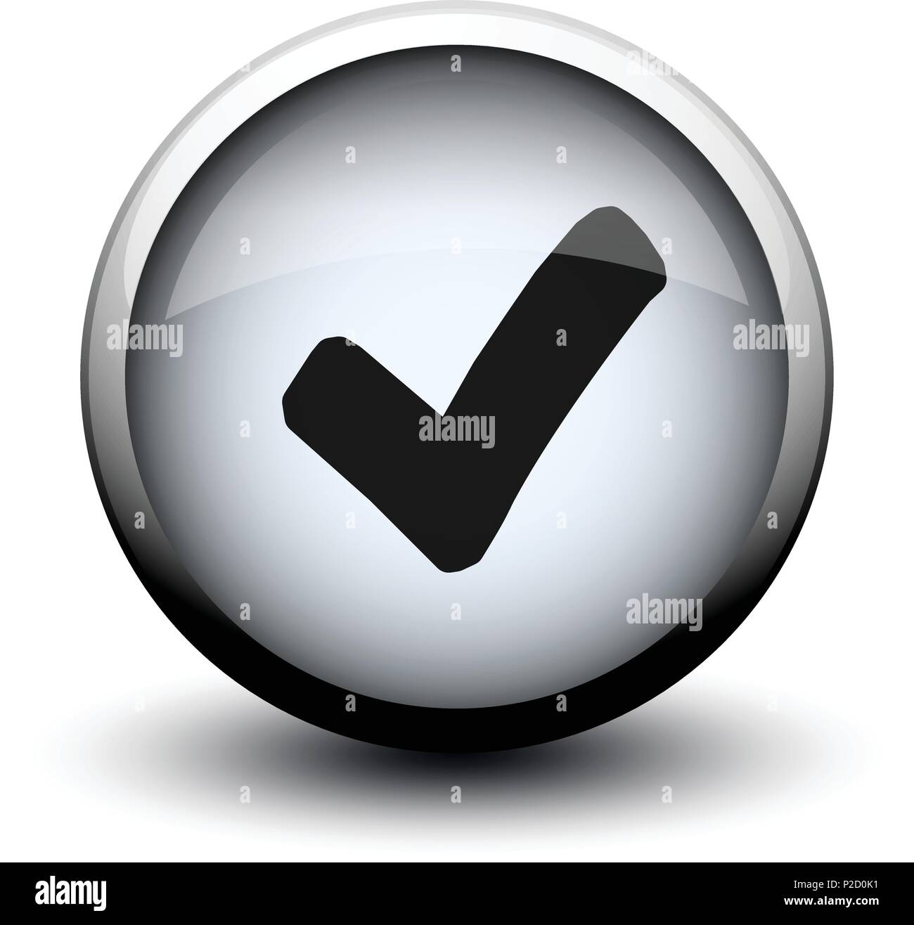 button tick black 2d on white background Stock Vector Image & Art - Alamy
