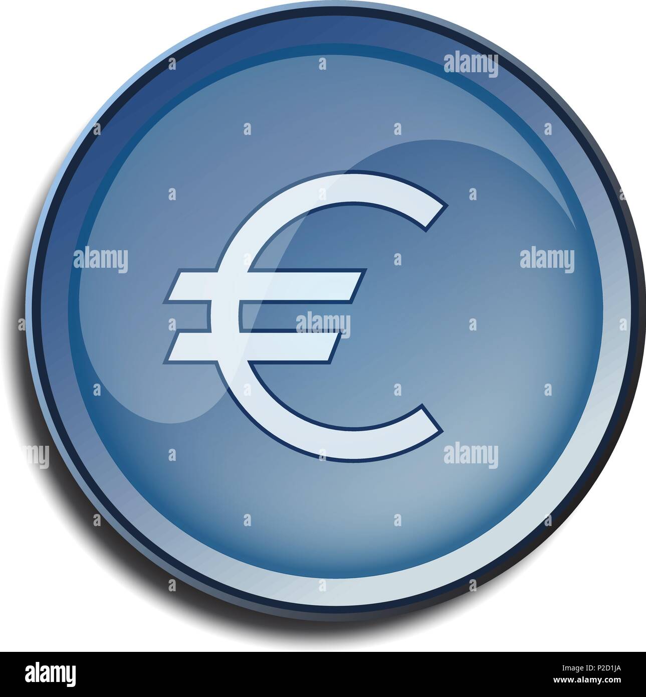 button 2d euro with shadow on white background Stock Vector Image & Art ...