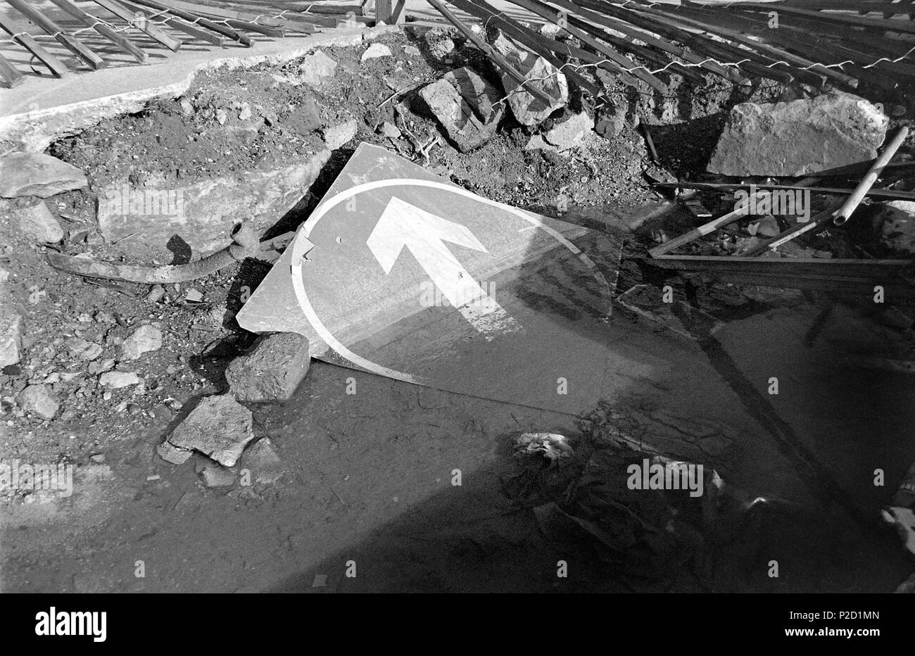 One way sign in Black and White Stock Photos & Images - Alamy