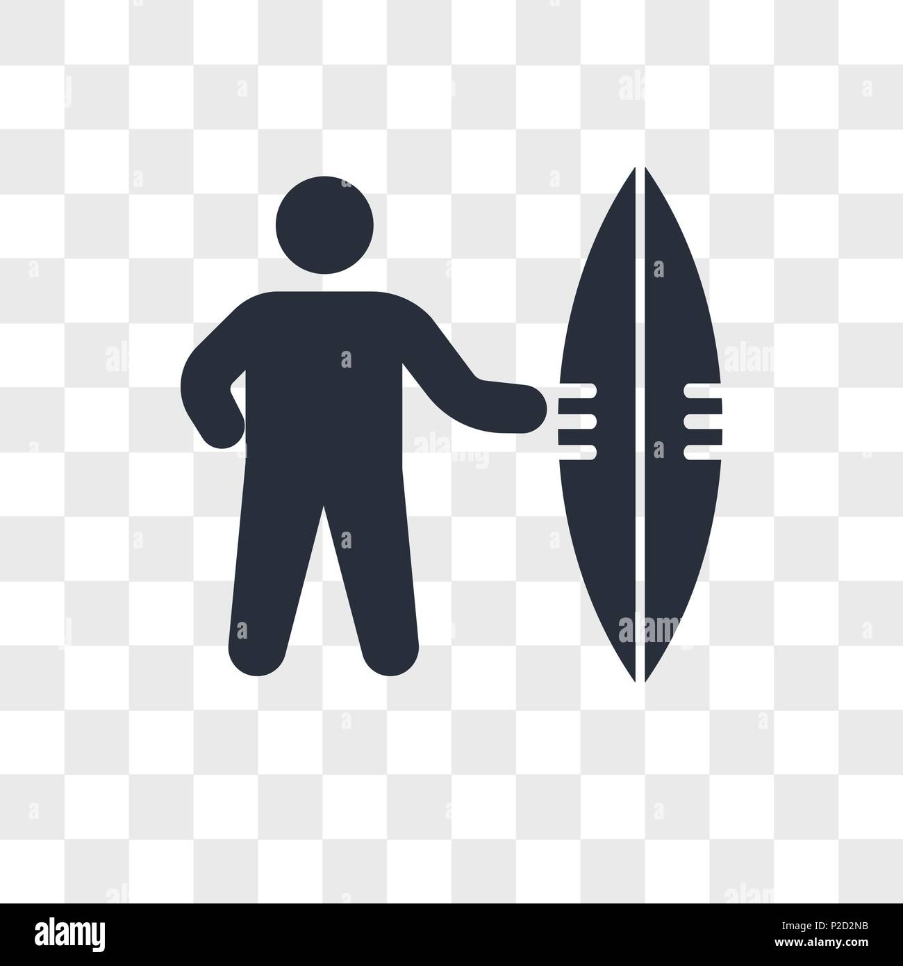 Sufer with board vector icon isolated on transparent background, Sufer ...