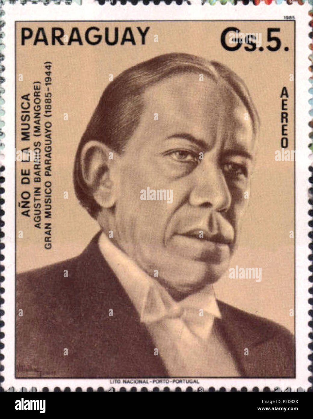 . Agustín Barrios . 1985. Unknown 3 Agustin Barrios 1985 Paraguay stamp ...