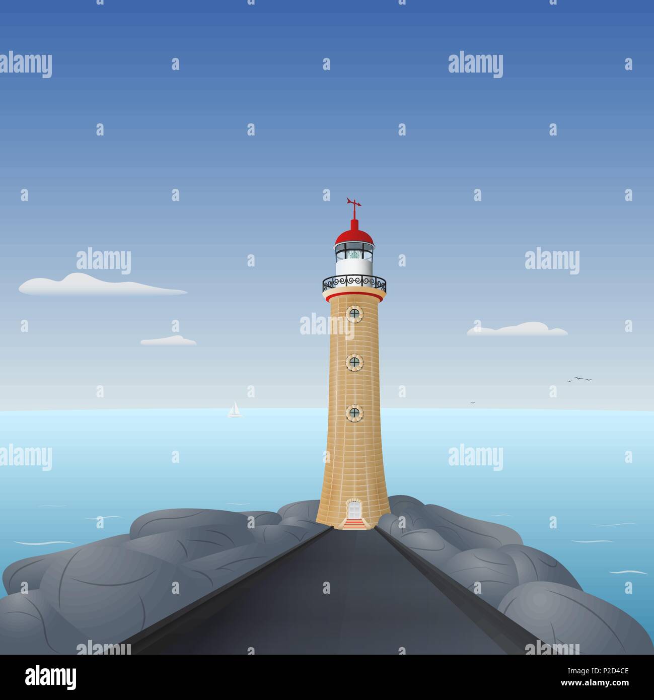 Beautiful shore sea lighthouse Stock Vector Images - Alamy