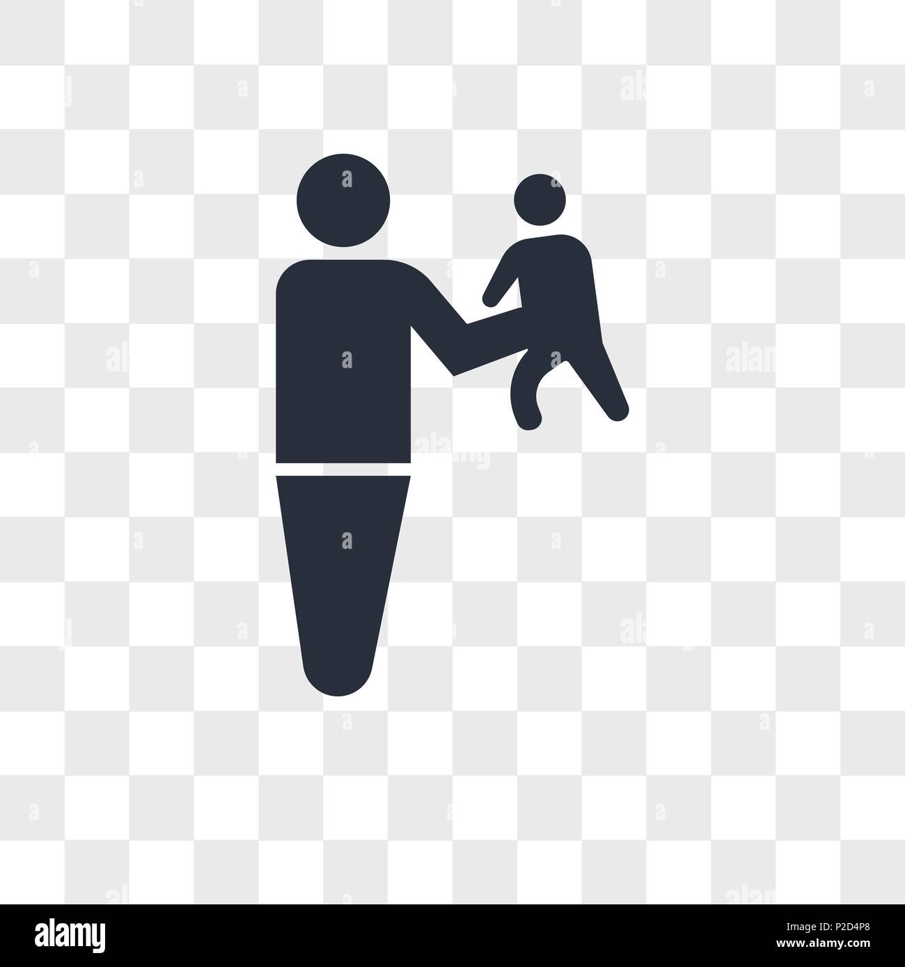 Standing person with kid up in arms vector icon isolated on transparent ...