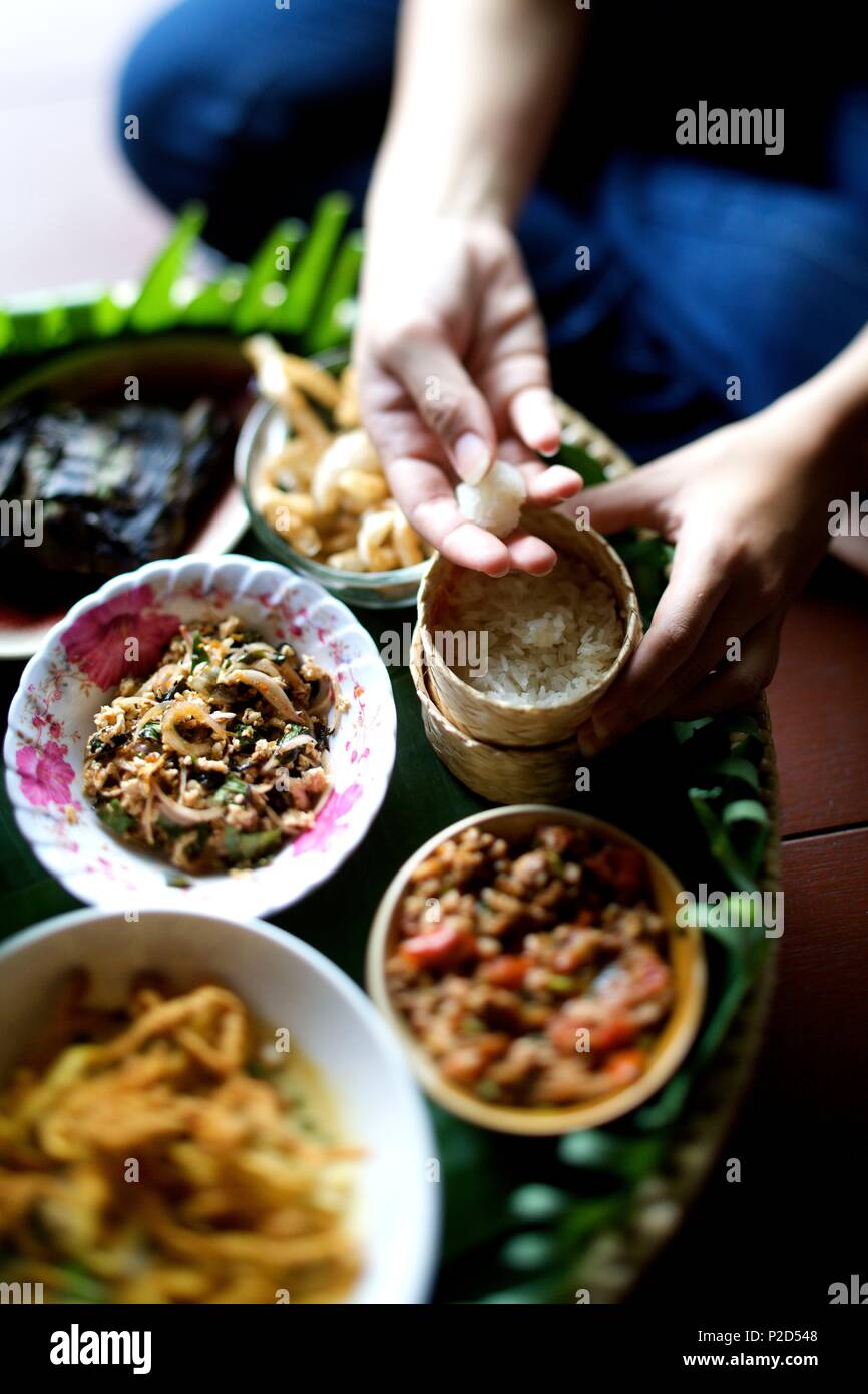 Thailand, Northern Thailand, traditional table for meals Stock Photo ...
