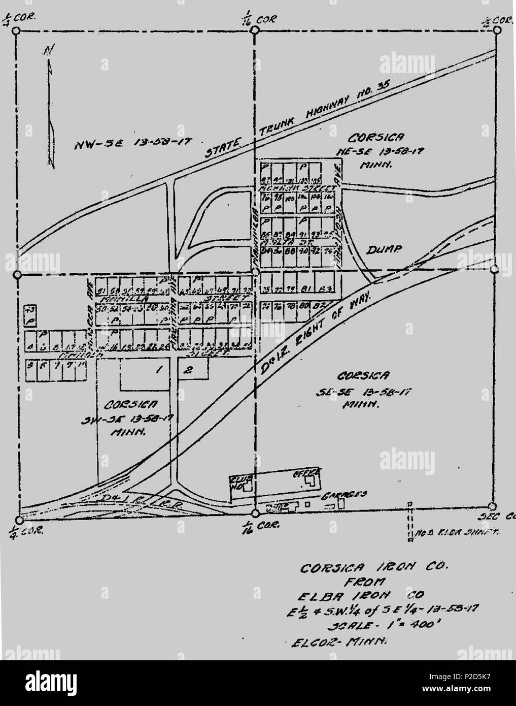 . English: Elcor, Minnesota townsite plat (from the John R. Borchert ...