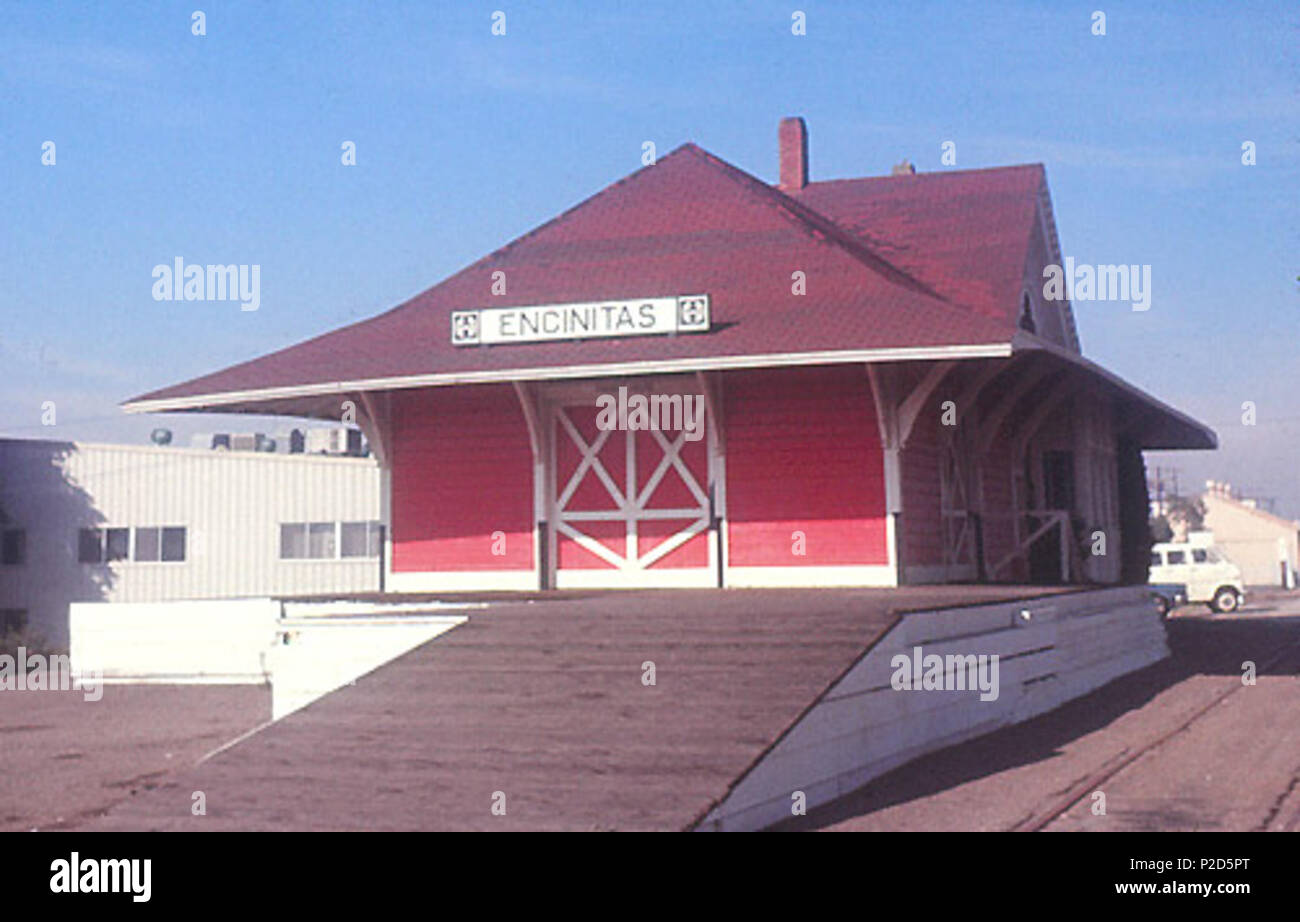 . English: The ex-AT&SF Encinitas station in December 1970 . 1970-12 ...