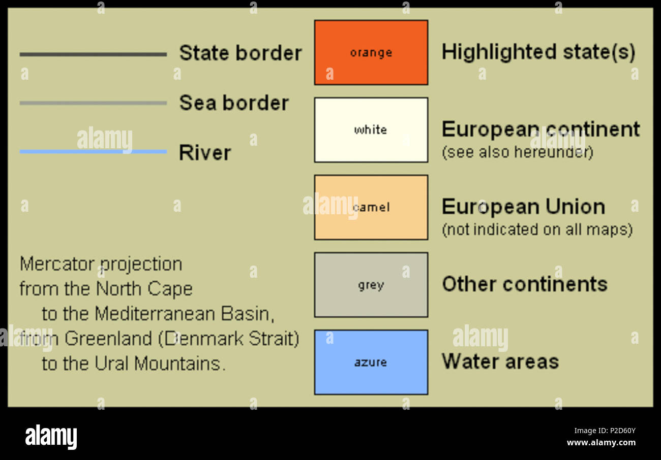 19 European location legend en Stock Photo - Alamy