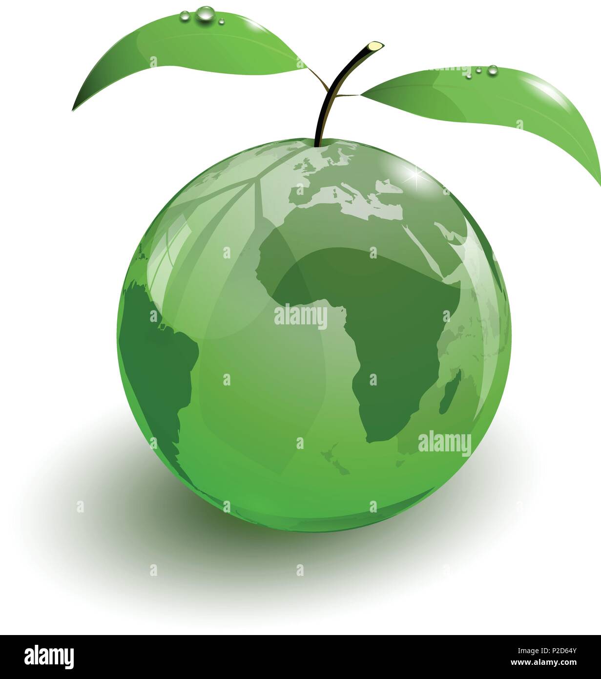 glass apple fruit earth map 3d on white background Stock Vector Image ...