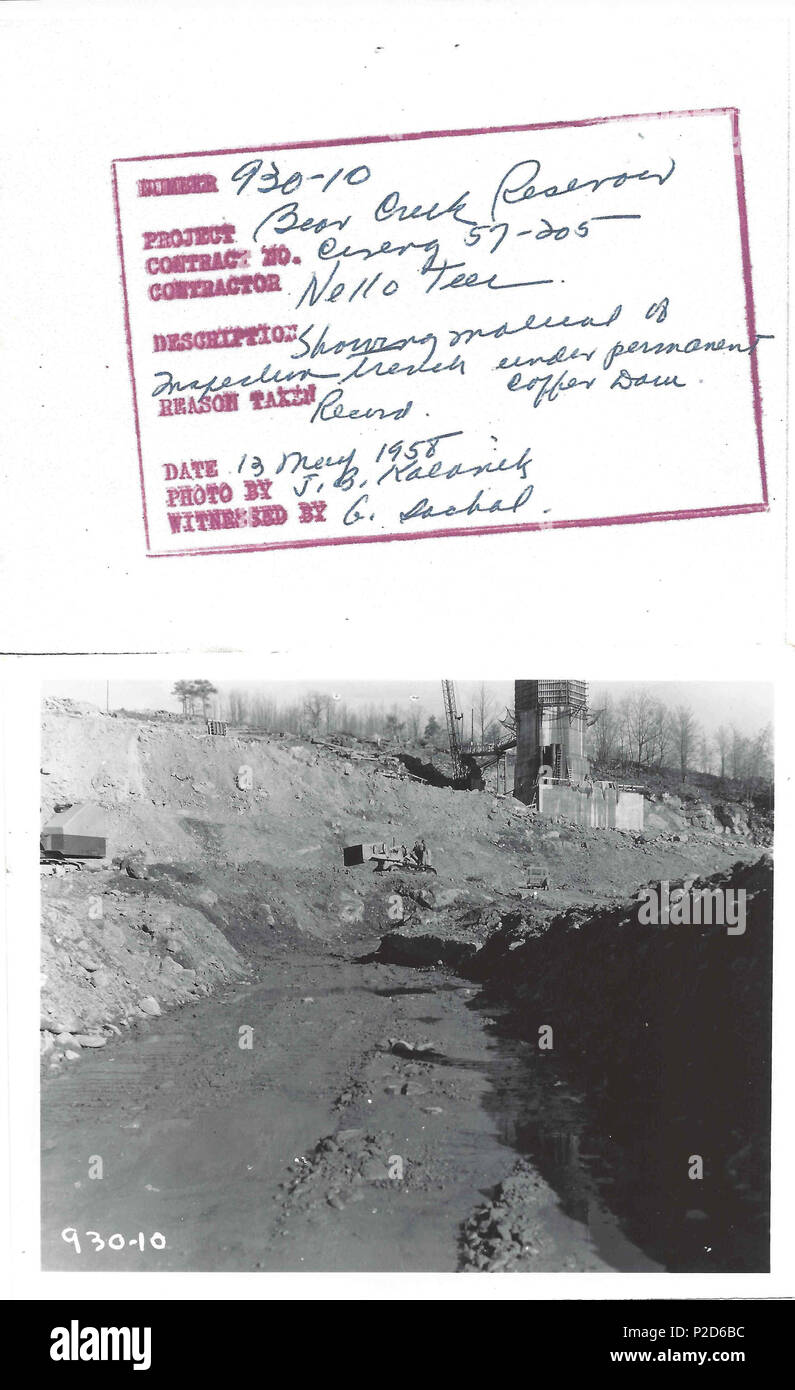 . English: Shows material left under permanent cofferdam with ...