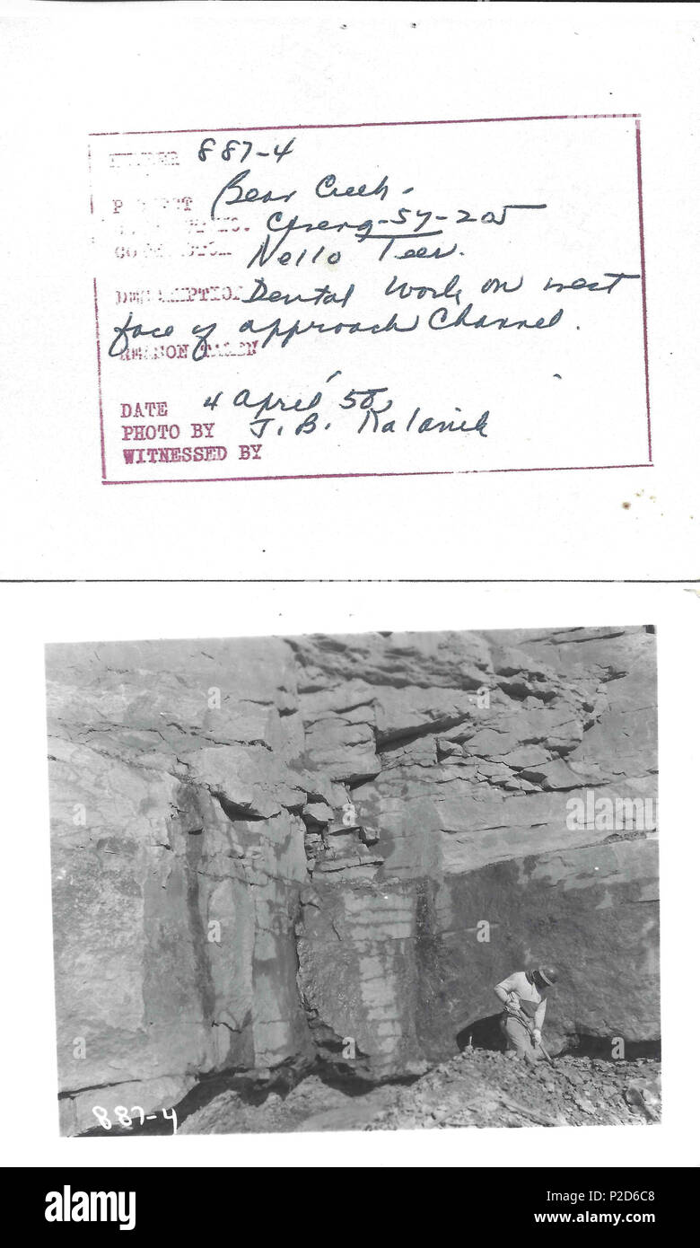 . English: Shows work on western face of approach channel . 4 April ...