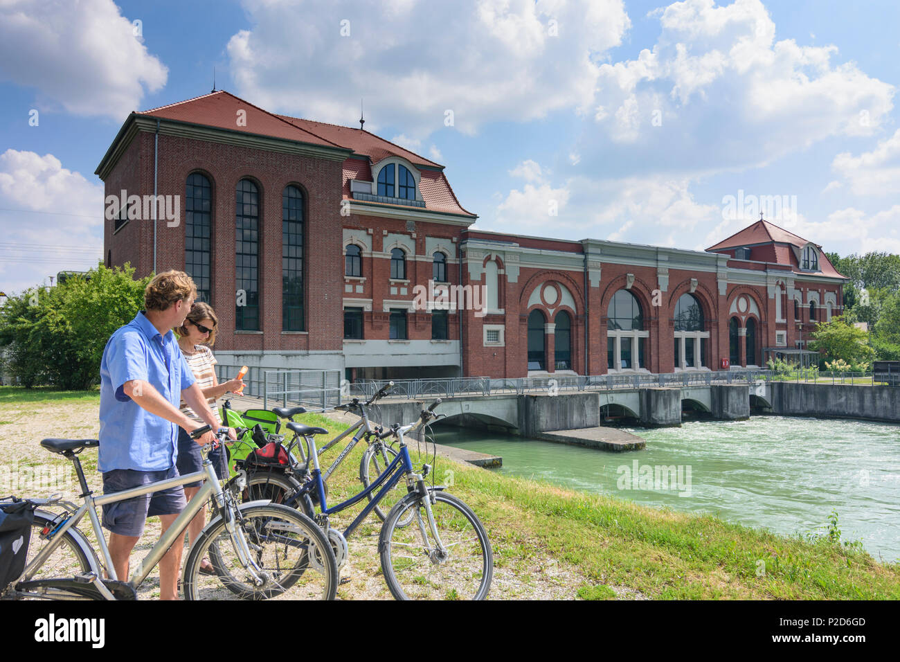 Langweid: water power station Langweid, canal Lechkanal, museum ...