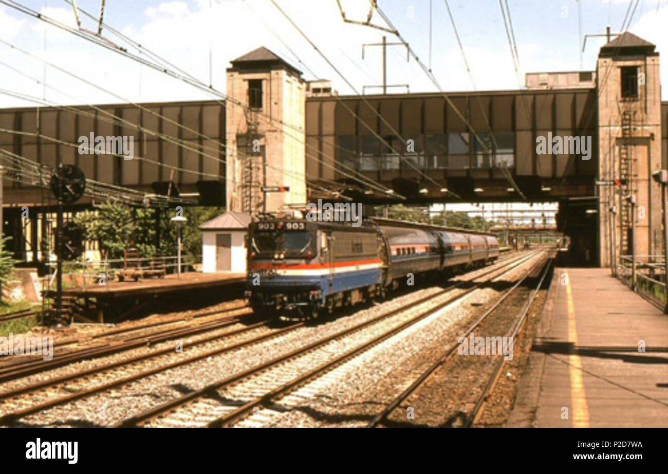 . English: An Amtrak train passes Trenton station in July 1985 . 23 ...